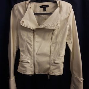 Forever 21 | Jackets & Coats | Cream Faux Leather Moto Jacket | Poshmark